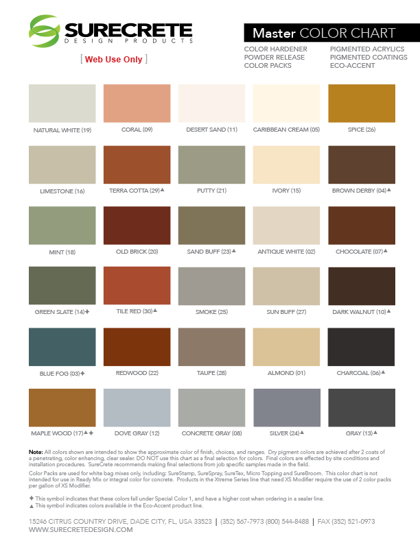 COLOR CHARTS | Stamped Concrete Products